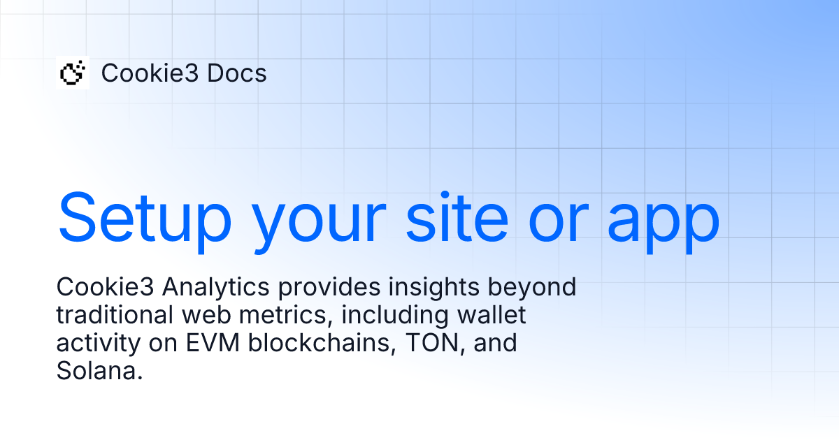 Setup your site or app | Cookie3 Docs