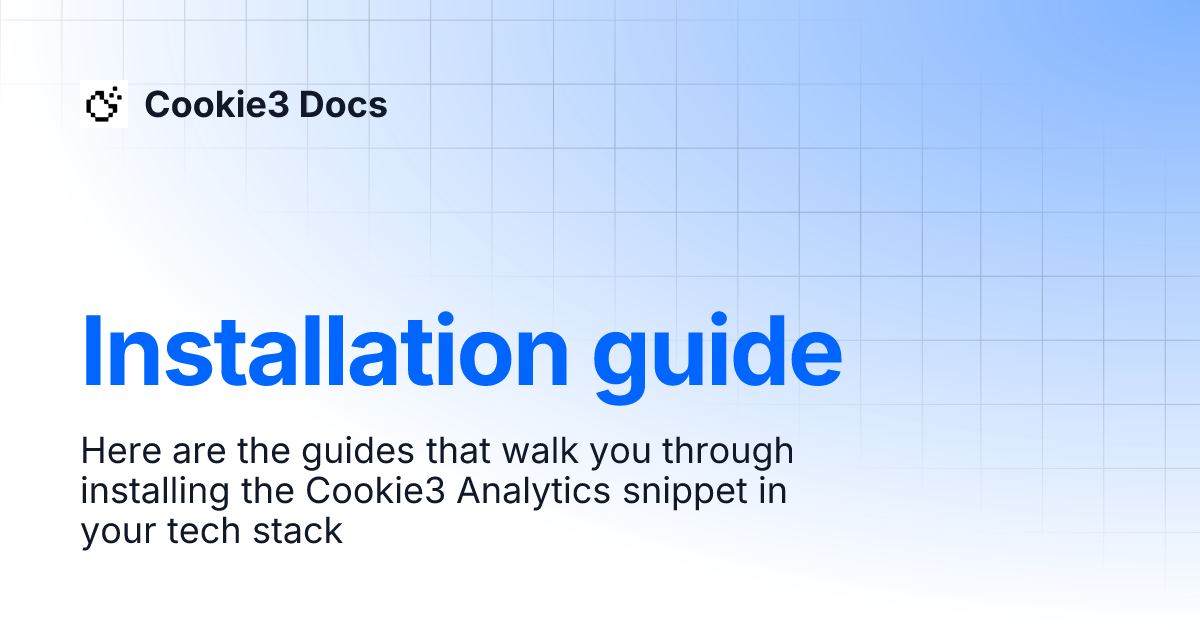 Installation guide | Cookie3 Docs